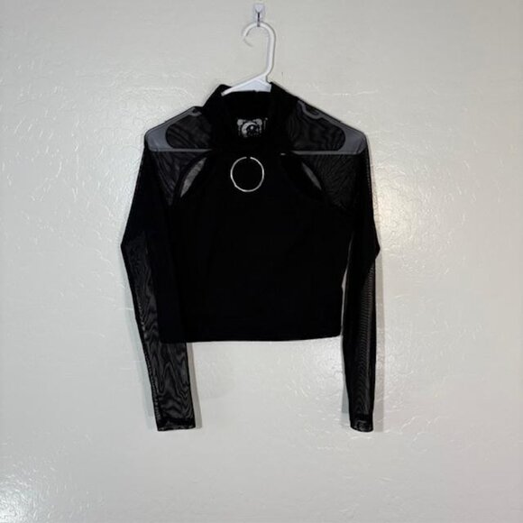 Killstar | Tops | Killstar Shirt Womens Medium Black Sheer Mesh Oring ...